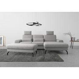 Sit & More SIT&MORE Ecksofa »Cinturo L-Form« inklusive Sitztiefenverstellung und Federkern, Sitzhöhe 48 cm grey