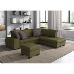Sit & More SIT&MORE Ecksofa »Luxor L-Form« wahlweise mit Bettfunktion, Stauraum und Kopfteilverstellung olive