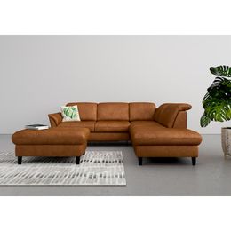 Sit & More SIT&MORE Ecksofa »Maggiore L-Form« wahlweise mit Kopfteilverstellung, Bettfunktion und Stauraum cognac