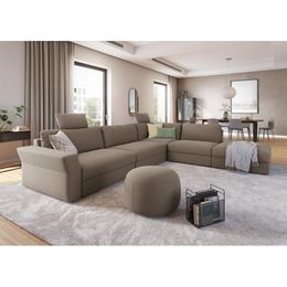 Sit & More sit&more Ecksofa &raquo;Cadabra L-Form&laquo; Breite 356 cm, mit Sitztiefenverstellung grau Samtoptik (100% Polyester);Soft clean (98% Polyester, 2% Polyamid);