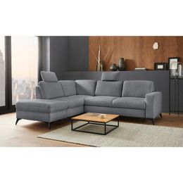 Places of Style Ecksofa »Lolland L-Form« Wahlweise mit Bettfunktion und Stauraum, auch mit abwischbarem Bezug anthrazit