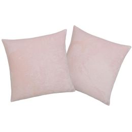 my home Dekokissen &raquo;Jil&laquo; aus super weichem Kuschelfleece, Kissenh&uuml;llen ohne F&uuml;llung, 2 St&uuml;ck rosa Polyester