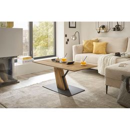MCA furniture Couchtisch »BRESCIA« Eiche furniert, geölt, Bodenplatte Metall schwarz matt naturfarben + schwarz + naturfarben