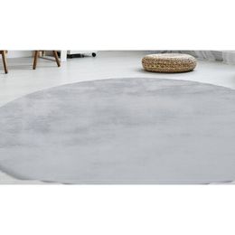 Calo-deluxe Fellteppich &raquo;Vogesen 212&laquo; rund 45 mm H&ouml;he Kunstfell, Wohnzimmer grau/blau Obermaterial: 100% Polyester &Oslash; 160 cm 1 Stk.