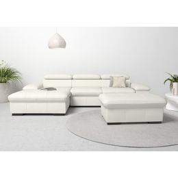 Home Affaire Ecksofa &raquo;Alberto L-Form&laquo; mit Kopfteilverstellung, wahlweise mit Bettfunktion wei&szlig; Luxus-Microfaser Lederoptik (100% Polyester);Luxus-