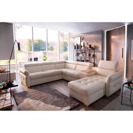 exxpo - SOFA FASHION Wohnlandschaft »Massimo, Familien Sofa mit viel Platz, Lederbezug, bequem, komfortabel« U-Form, inkl. Bettfunktion,...