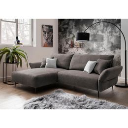 Inosign Ecksofa »Amarena L-Form« inklusive Armlehnenverstellfunktion, 4x Zierkissen gratis grau-braun