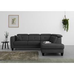 Sit & More SIT&MORE Ecksofa »Belluci L-Form« inklusive Federkern, wahlweise mit Bettfunktion und Bettkasten anthrazit