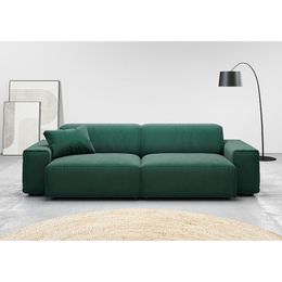 Andas Big-Sofa »Glimminge auch in Breitcord, Feincord + Easy care-Bezug, « besondere Kedernähte Zierkissen grün