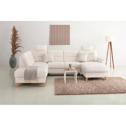Home Affaire Wohnlandschaft &raquo;Westerland U-Form&laquo; Federkern, wahlweise Bettfunktion, Stauraum und Armlehn-Verstellung beige 100% Polyester