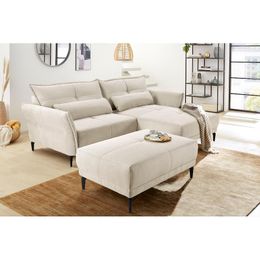 Jockenh&ouml;fer Ecksofa &raquo;Tropea L-Form&laquo; Wellenfederung,Ottomane links/rechts montierbar,frei im Raum stellbar beige Korpus: 100% Polyester;Kissen: 100% Polyester