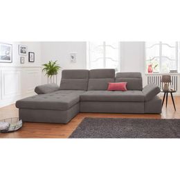 Sit & More SIT&MORE Ecksofa »Stardust L-Form« wahlweise mit Bettfunktion und Bettkasten grau