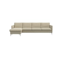 FLEXLUX Ecksofa »Fiore, super Sitzkomfort durch Kaltschaum im Sitz, L-Form« schmale Armlehnen, Füße Alu Sandy Beige