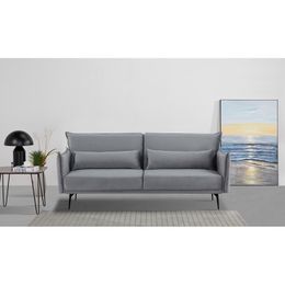 Inosign Schlafsofa »TULARE, 204 cm, klappbarer 3-Sitzer mit verstellbarer Rückenlehne, « Schlaffunktion, Velvet-Samtvelours u. Webstoff grau