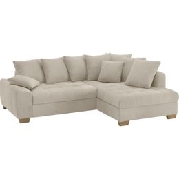 Ecksofa &raquo;Nikita II, L-Form, bis 140kg pro Sitzplatz belastbar&laquo; mit Kaltschaumpolsterung, wahlweise mit Bett und Bettkasten beige Novaclean Avanti (100