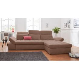Sit & More sit&more Ecksofa &raquo;Stardust L-Form&laquo; wahlweise mit Bettfunktion und Bettkasten braun Struktur (100% Polyester);Struktur fein (95% Polyester, 5% Polyamid