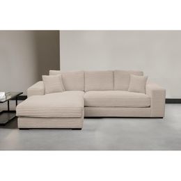 WERK2 Ecksofa »Eden modern und zeitlos, geschmackvolles Sofa, Breite 286cm, L-Form« Design Ecksofa in Cord mit besonders weichem Sitzkomfort Taupe