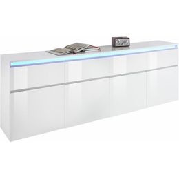 Inosign Sideboard »Magic, Kommode, Schrank, Kredenz« mit 4 Türen, 4 Schubkästen sowie alufarbenen Softgriffen, Breite 240cm weiß Mit 4 Türen und 4...