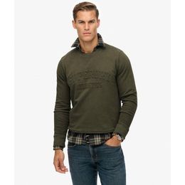 Superdry Herren Baumwolle Gepr&auml;gter Athletic Sweatshirt Mit Pr&auml;gung, Dunkelgr&uuml;n - Gr&ouml;&szlig;e: S 10406075008561KM001