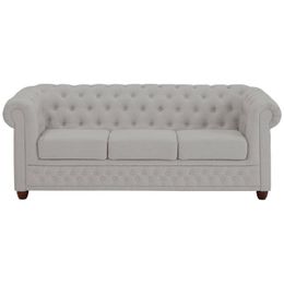 Home Affaire Chesterfield-Sofa »New Castle« mit hochwertiger Knopfheftung in Chesterfield-Design, B/T/H: 203/86/72 silber