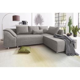 Collection AB Ecksofa »Sally L-Form« mit und ohne Bettfunktion, inklusive loser Rücken- und Zierkissen grau-braun