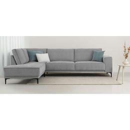 Places of Style Ecksofa »Polsterecke Oland, Struktur, Flachgewebe, Luxus-Microfaser, Boucle« L-Form, 289 cm, Wellenunterfederung, Skandi-Design,...
