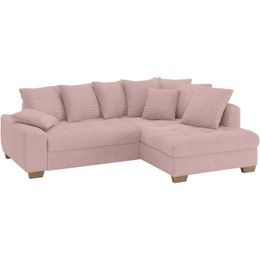 MR. COUCH Ecksofa »Nikita II, L-Form« Wahlweise mit Bettfunktion, Bettkasten & RGB-LED-Beleuchtung rosa