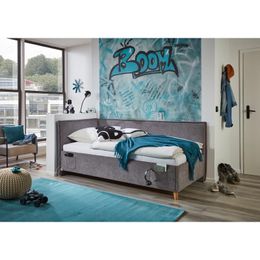 Meise M&ouml;bel MEISE.M&Ouml;BEL Kinderbett &raquo;FUN II&laquo; Polsterbett wahlweise mit Bettkasten, Jugendbett inkl. USB-Anschluss grau + grau Liegefl&auml;che L&auml;nge Breite: 200 cm...