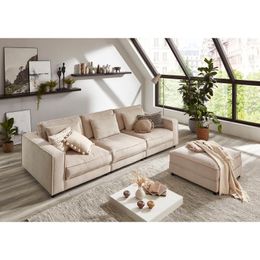ATLANTIC HOME COLLECTION 3-Sitzer &raquo;Valan&laquo; XXL-Sitzfl&auml;che, mit Cord-Bezug, frei stellbar, mit Wellenunterfederung beige