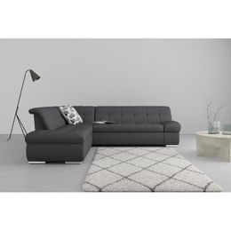 DOMO collection Ecksofa »Mona L-Form« wahlweise mit Bett- und Armlehnfunktion dkl.grau