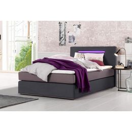 Collection AB Boxspringbett inkl. LED-Beleuchtung mit Farbwechsel und Topper anthrazit/taupe