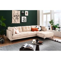 Trends by HG Ecksofa &raquo;Landau L-Form&laquo; in Cord-Stoff mit Metallfu&szlig; beige