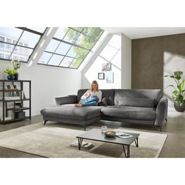 Die PlanBar Ecksofa &raquo;MP-IN23149 L-Form&laquo; Kaltschaumpolsterung mit SoftSitz, Lose R&uuml;ckenkissen grau 88% Polyester;12% Polyamid