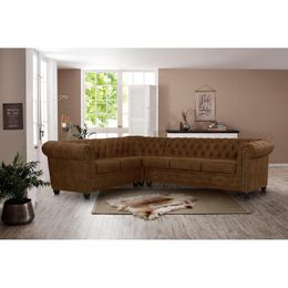 Home Affaire Chesterfield-Sofa &raquo;Rysum L-Form&laquo; Chesterfield-Optik, langer Schenkel links oder rechts braun Luxus-Microfaser Lederoptik (100% Polyester)