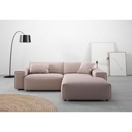 Andas Ecksofa »Glimminge L-Form auch in Breitcord, Feincord + Easy care-Bezug, « Breite 234, Zierkissen rosa