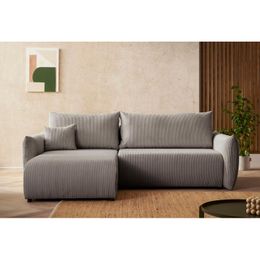 Home Affaire INOSIGN Ecksofa »MAVAS Schlafsofa mit Bettkasten, L-Form, « ca.257/127cm (Liegefläche 212/145 cm), Cord, Chenille, Struktur Grau