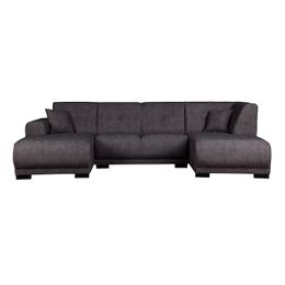 Home Affaire Wohnlandschaft &raquo;Langeland U-Form&laquo; incl. 2 Zierkissen, Recamiere wahlweise links oder rechts schwarz 100% Polyester