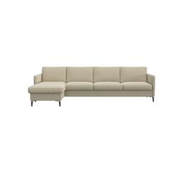 FLEXLUX Ecksofa »Fiore, L-Form« schmale Armlehnen, Kaltschaum, Füße Alu+schwarz Sandy Beige