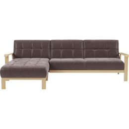 Sit & More sit&more Ecksofa &raquo;Billund L-Form&laquo; Armlehnen aus Buchenholz in natur, verschiedene Bez&uuml;ge und Farben braun 100% Polyester