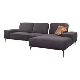W.Schillig Ecksofa &raquo;run, Designsofa mit tollem Sitzkomfort, bequem, L-Form&laquo; mit Holzsockel, F&uuml;&szlig;e in Schwarz pulverbeschichtet, Breite 279 cm grau 