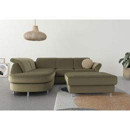 Sit & More SIT&MORE Ecksofa »Apulia L-Form« wahlweise Bettfunktion, Bettkasten und Kopf- und Armteilverstellung olive
