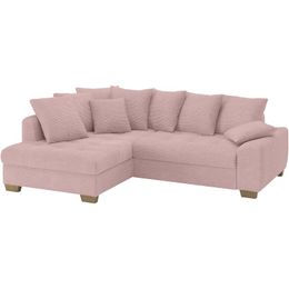MR. COUCH Ecksofa »Nikita II, L-Form« Wahlweise mit Bettfunktion, Bettkasten & RGB-LED-Beleuchtung rosa