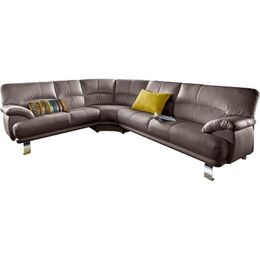 Trendmanufaktur Ecksofa »Cecilia in italienischem Design, modern und komfortabel, L-Form« bequeme Armlehnen, mit langem Schenkel taupe