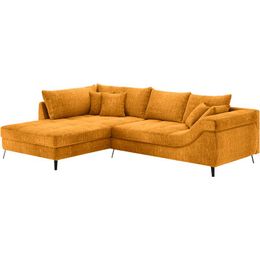Ecksofa &raquo;Portofino L-Form&laquo; 4 Bezugsqualit&auml;ten, 13,5 cm hohe Metall-Profilf&uuml;&szlig;e in matt-schwarz orange Dolce (100% Polyester)