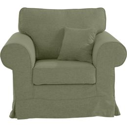 Home Affaire Sessel &raquo;Shadmoor&laquo; Hussenoptik, in uni oder mit Blumendruck, passend zur Shadmoor-Serie gr&uuml;n 100% Polyester