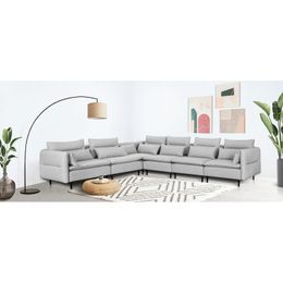 Andas Ecksofa »ALVIK L-Form« zusammengesetzt aus Modulen, erweiterbar mit Modulen der Serie silber