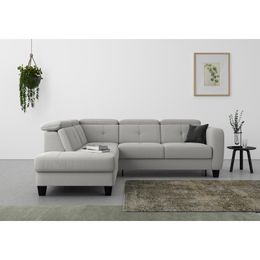 Sit & More SIT&MORE Ecksofa »Belluci L-Form« inklusive Federkern, wahlweise mit Bettfunktion und Bettkasten silver