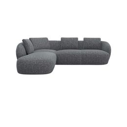 FLEXLUX Ecksofa »Torino, rund, L-Form, Sofa-Ecke mit Ottomane« Modernes, organisches Sofa-Design, Kaltschaum, Wellenunterfederung Forrest Grey
