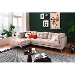 Trends by HG Ecksofa &raquo;Landau L-Form&laquo; in Cord-Stoff mit Metallfu&szlig; beige