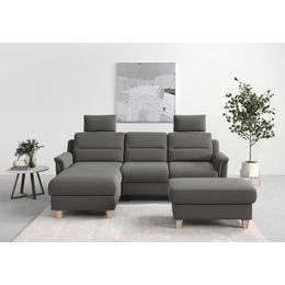 Sit & More SIT&MORE Ecksofa »Farö L-Form« inklusive Federkern, wahlweise mit Bettfunktion und Bettkasten grau
